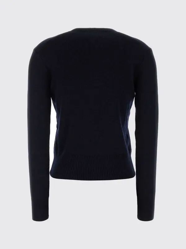 AMI Paris Wool Crew Neck Sweater With Embroidered Logo - Navy
