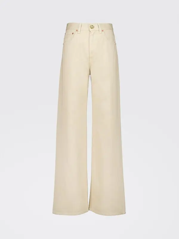 BLAZÉ MILANO Cotton Denim Palazzo Jeans - Beige