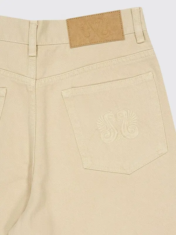 BLAZÉ MILANO Cotton Denim Palazzo Jeans - Beige