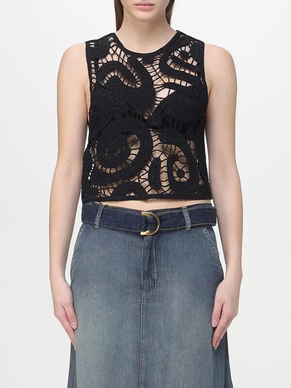 Pinko Crochet Sleeveless Top - Black