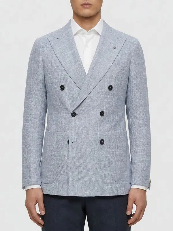 Tagliatore Double Breasted Jacket With Notch Lapels - Blue