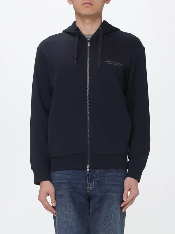 Armani Exchange Full Zip Hooded Sweatshirt - Navy
