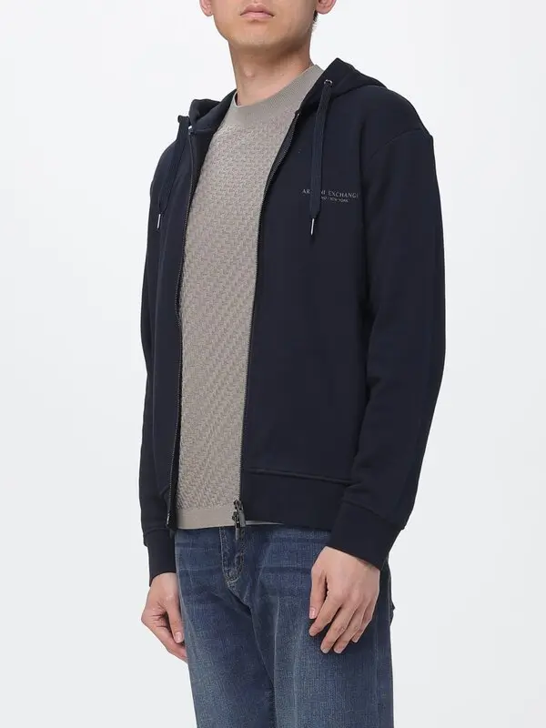 Armani Exchange Full Zip Hooded Sweatshirt - Navy