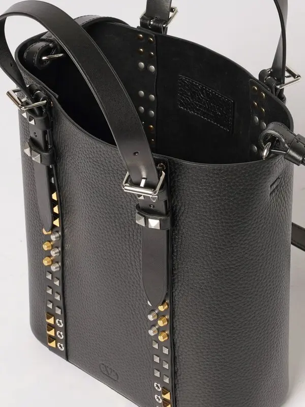 Valentino Garavani Studded Leather Bucket Bag - Black
