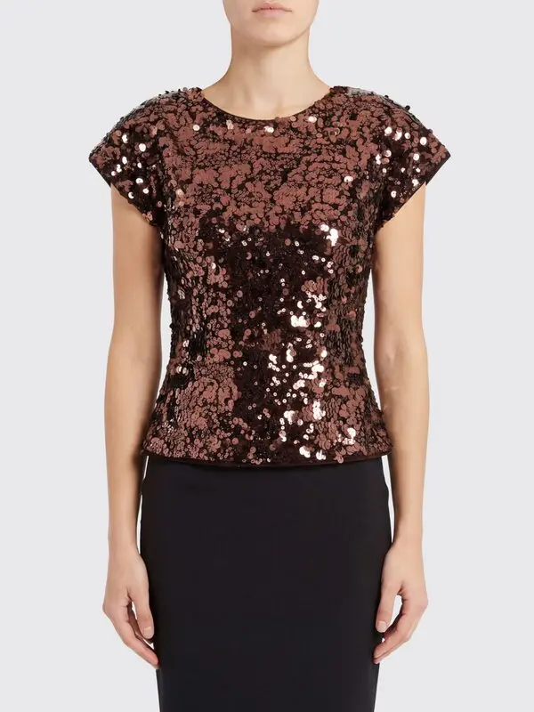 GANNI Sequined Top With Bow Detail