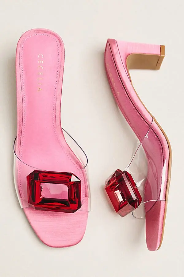 CECILIA NEW YORK Park Avenue Jewel Heels - Dark Pink