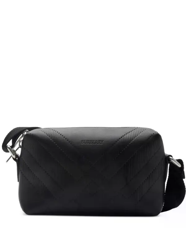 Burberry Embossed Check Crossbody Bag - Black