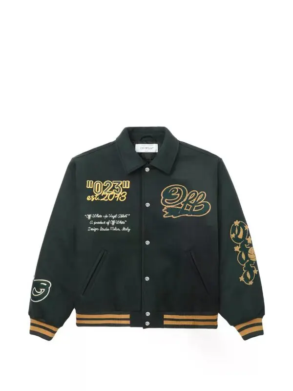 Off-White Embroidered Bomber Jacket - Green