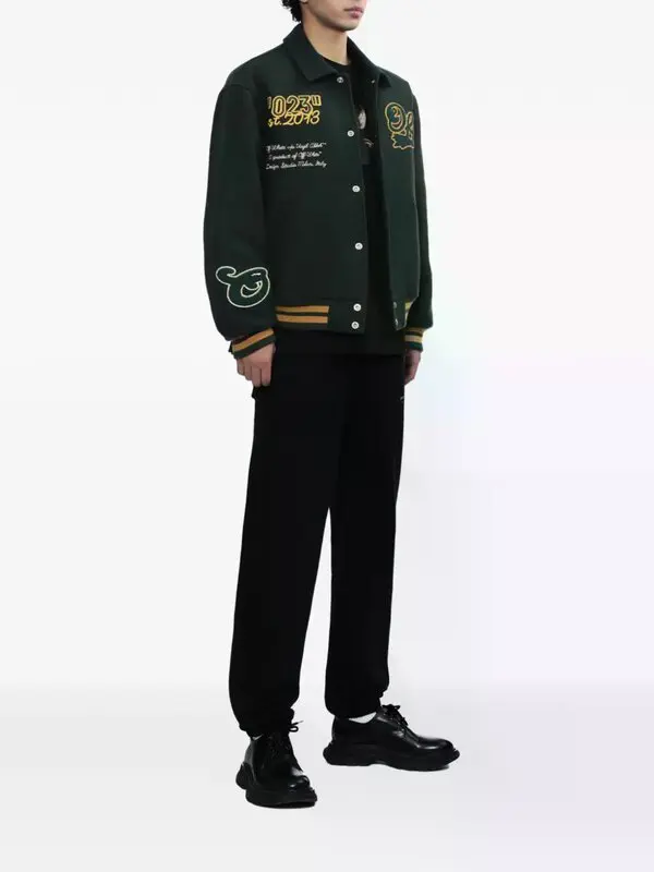 Off-White Embroidered Bomber Jacket - Green