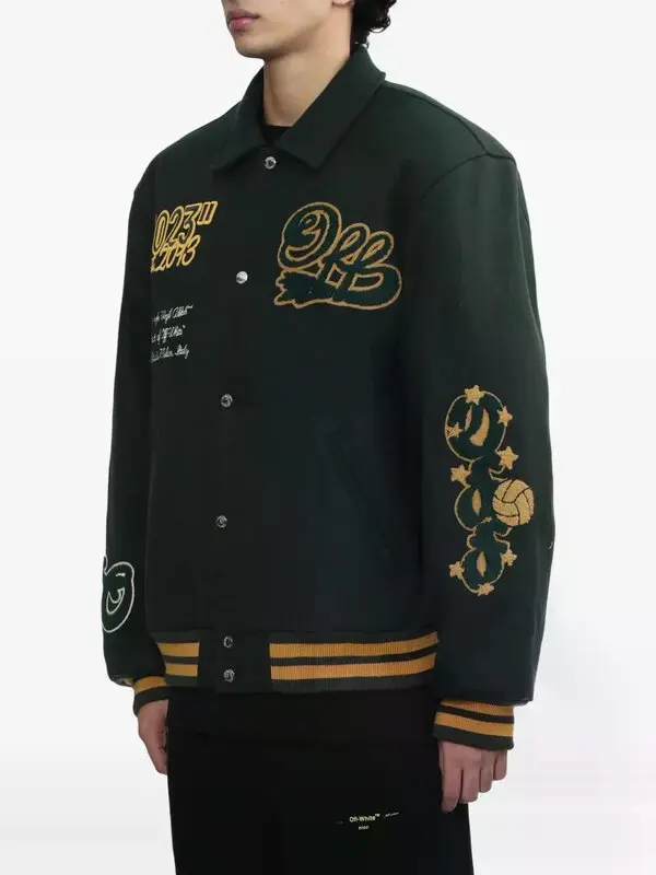 Off-White Embroidered Bomber Jacket - Green