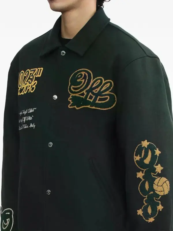 Off-White Embroidered Bomber Jacket - Green