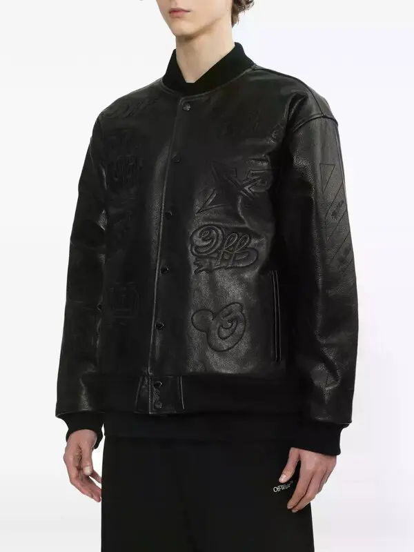 Off-White Logo-embossed Leather Jacket