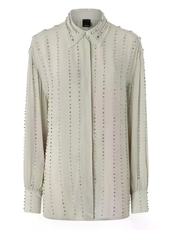 Pinko Long Sleeve Shirt With Jewel Stripes - Grey