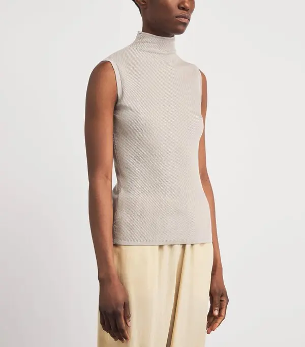 Colombo Silk High-neck Top - Grey