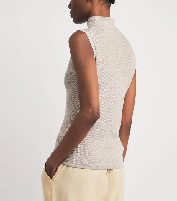 Colombo Silk High-neck Top - Grey
