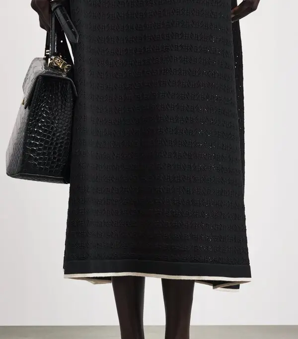 Agnona Cotton Pointelle Midi Skirt