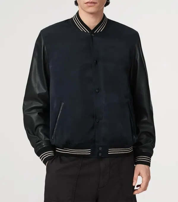 ALLSAINTS Taishi Varsity Bomber Jacket - Blue