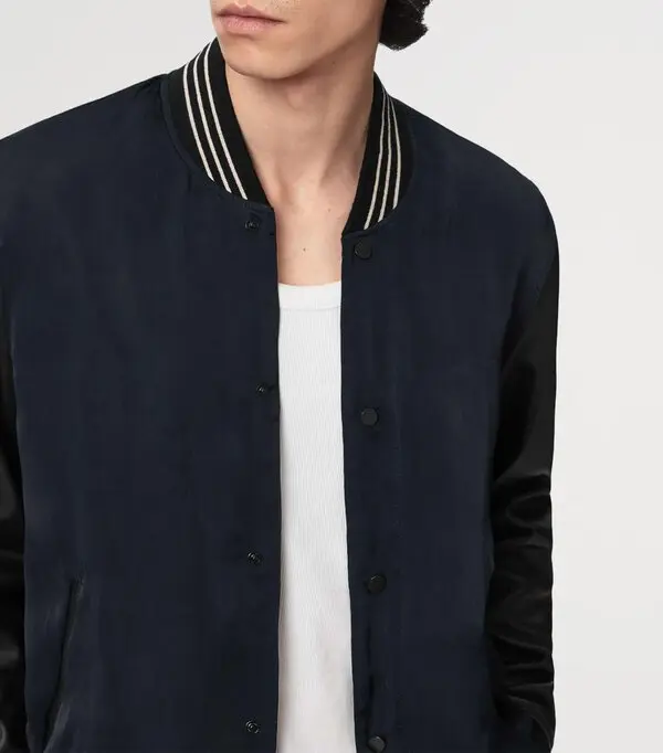 ALLSAINTS Taishi Varsity Bomber Jacket - Blue