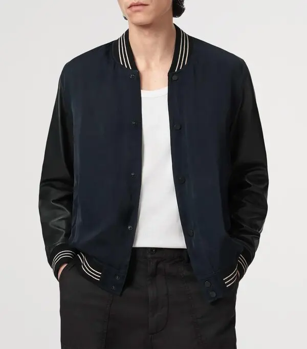 ALLSAINTS Taishi Varsity Bomber Jacket - Blue