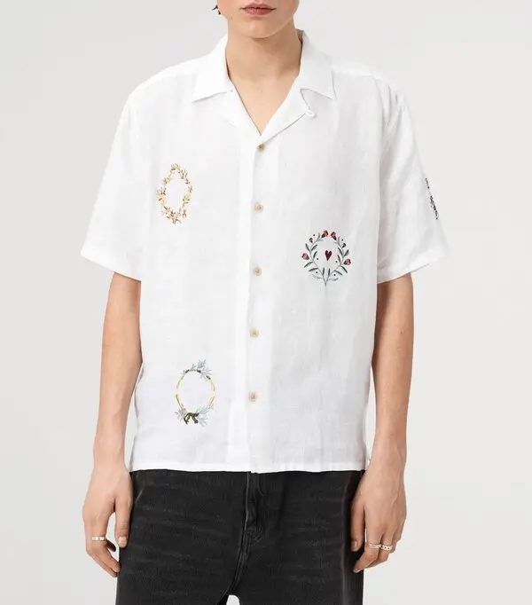 ALLSAINTS Linen Embroidered Deck Shirt