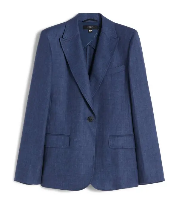 Max Mara Linen Single-breasted Blazer - Blue