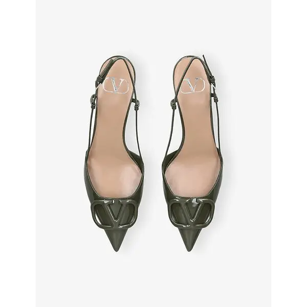 Valentino Garavani Vlogo Slingback Leather Courts - Grey