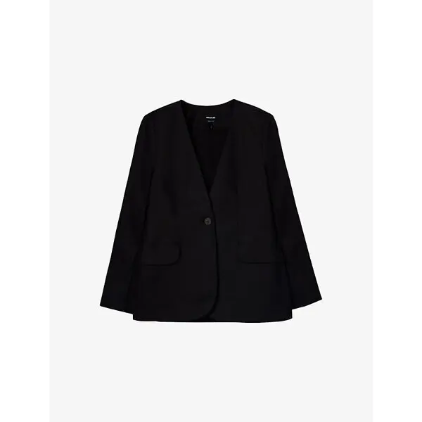 Whistles Collarless Single-breasted Linen Blazer