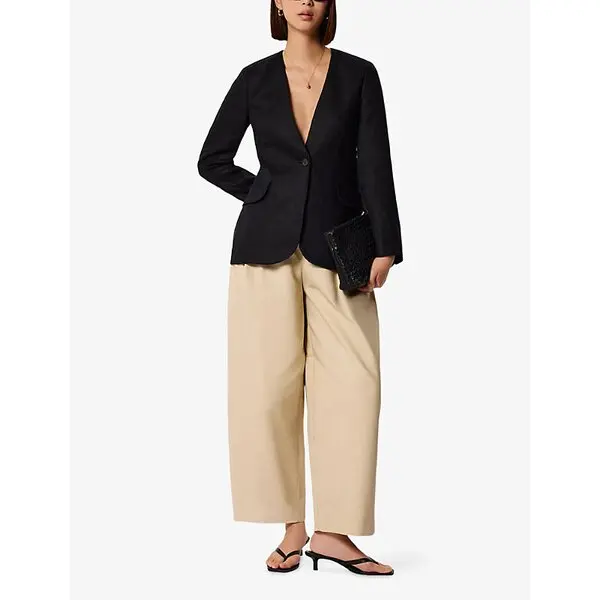 Whistles Collarless Single-breasted Linen Blazer