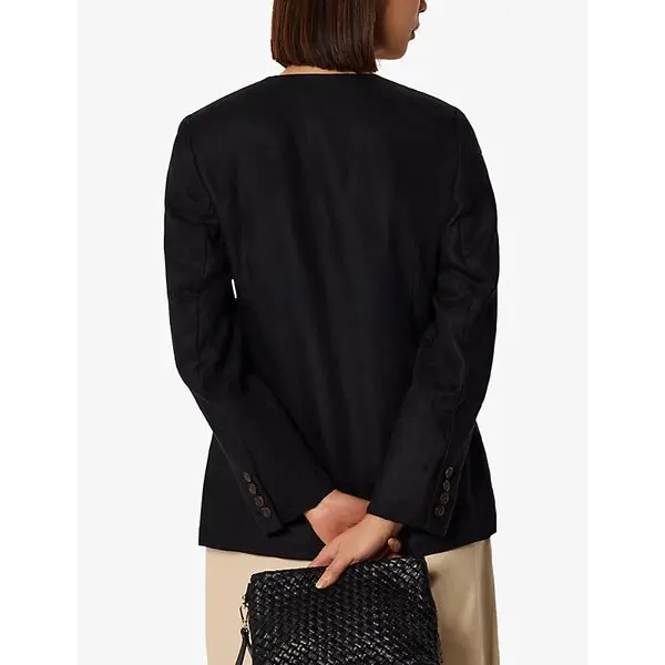 Whistles Collarless Single-breasted Linen Blazer