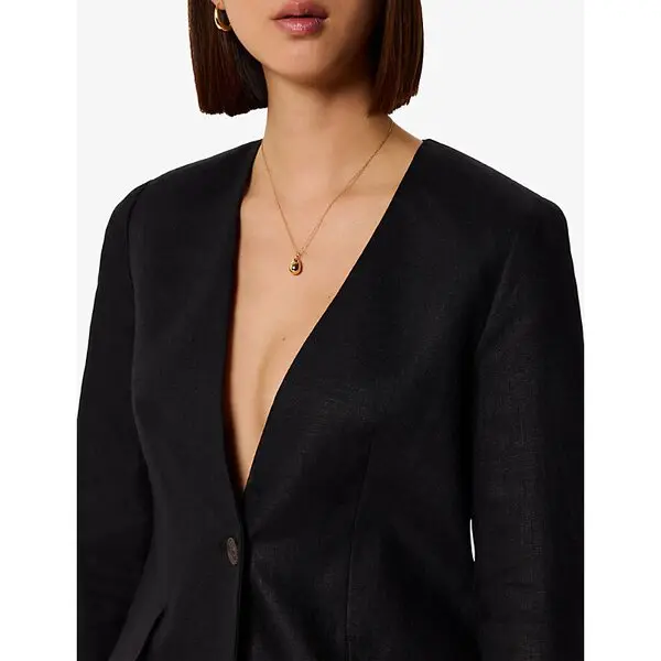Whistles Collarless Single-breasted Linen Blazer