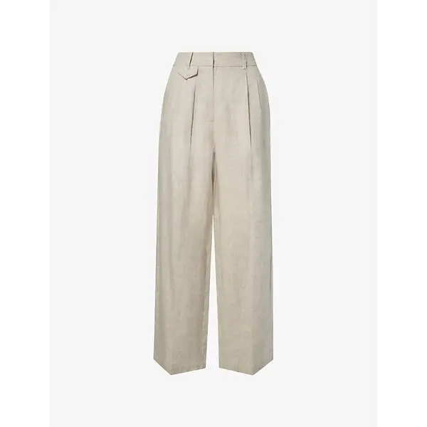 MALINA Yana Wide-leg Linen Trousers