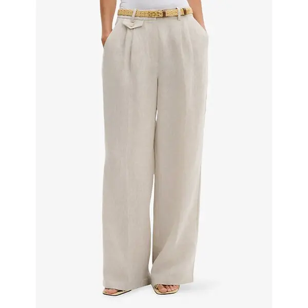 MALINA Yana Wide-leg Linen Trousers