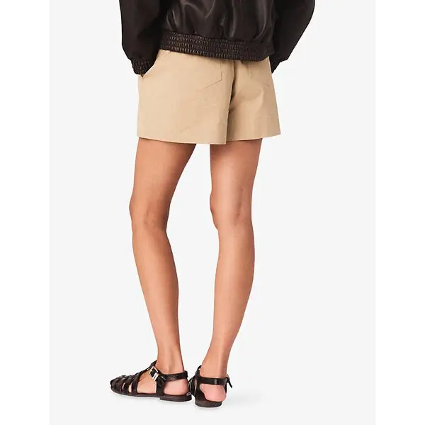 Maje Straight-leg Buckle-embellished Cotton Shorts