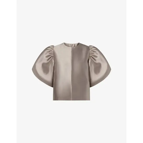 MALINA Cleo Balloon Sleeve Satin Blouse