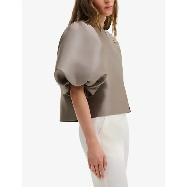 MALINA Cleo Balloon Sleeve Satin Blouse