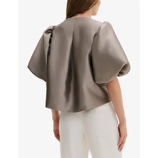 MALINA Cleo Balloon Sleeve Satin Blouse