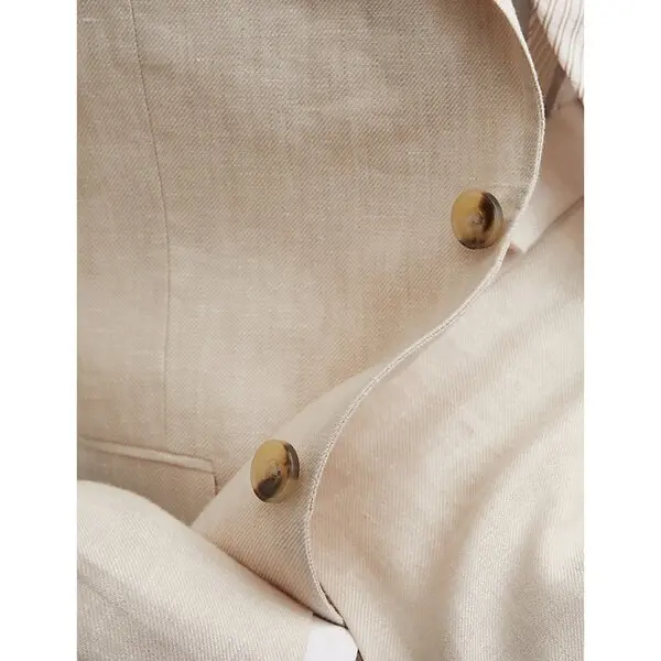 REISS Atlantic Single-breasted Linen Blazer - Stone
