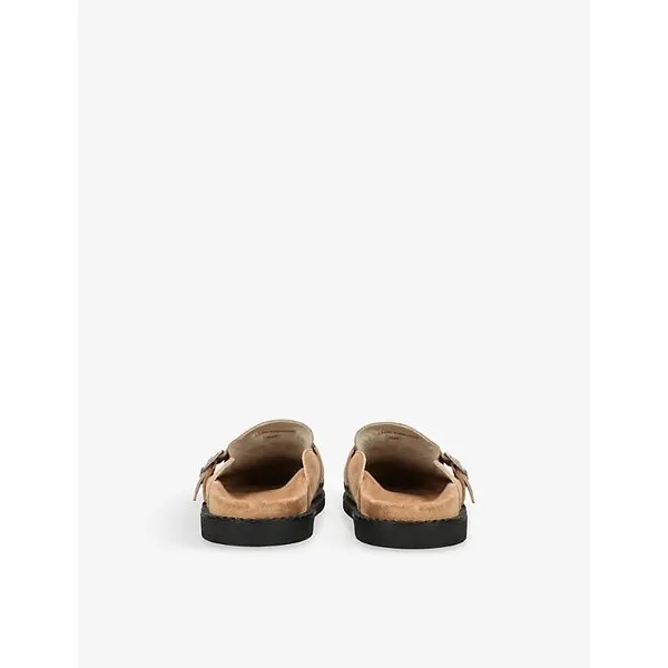 DUKE + DEXTER Winston Backless Suede Mules With Buckle Detail