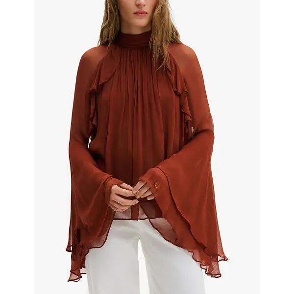 MALINA Therese Ruffled Chiffon Blouse