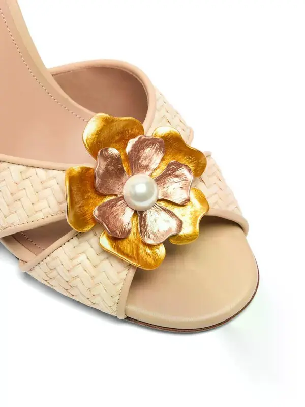 MALONE SOULIERS Flower Raffia Sandals - Neutrals