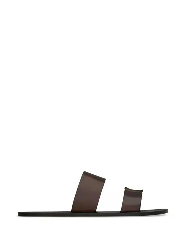 Saint Laurent Babylone Leather Sandals - Brown