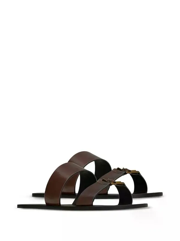 Saint Laurent Babylone Leather Sandals - Brown