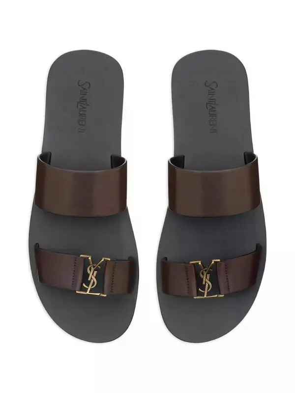 Saint Laurent Babylone Leather Sandals - Brown