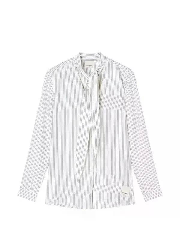 Emporio Armani Striped Tie-neck Shirt - Neutrals