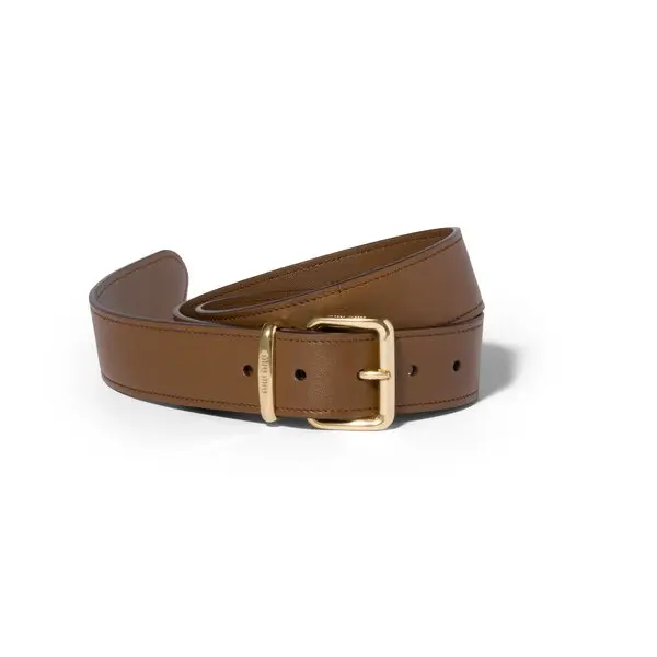 Miu Miu Nappa Leather Belt - Oak