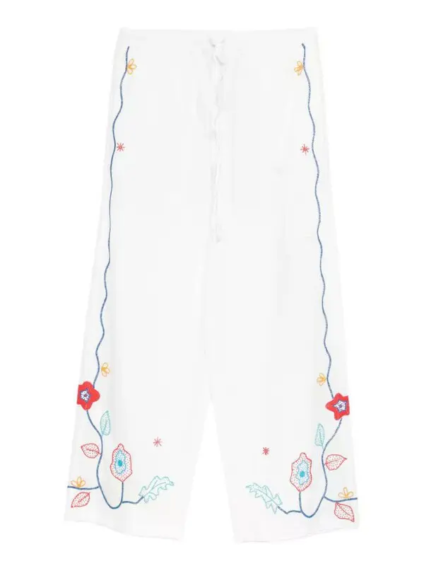 FORTE_FORTE Floral-embroidered Trousers - White