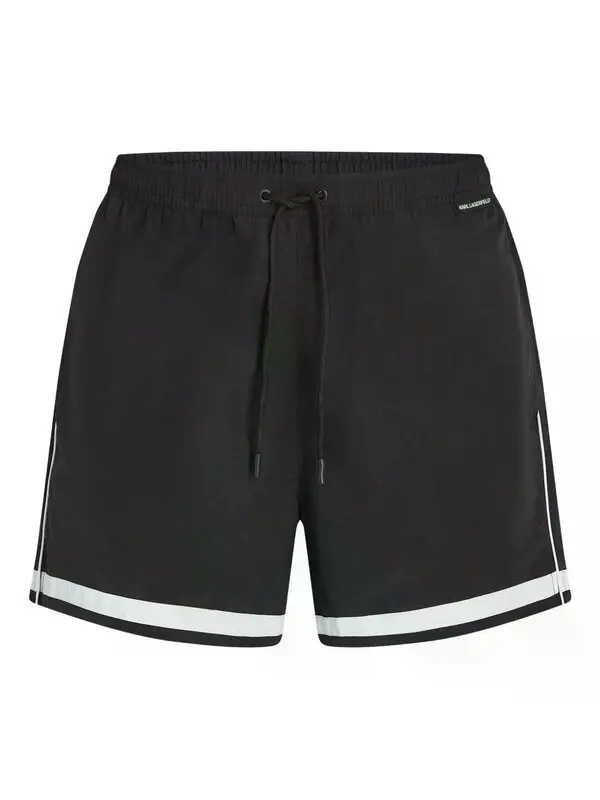 Karl Lagerfeld Contrast-trim Swim Shorts - Black