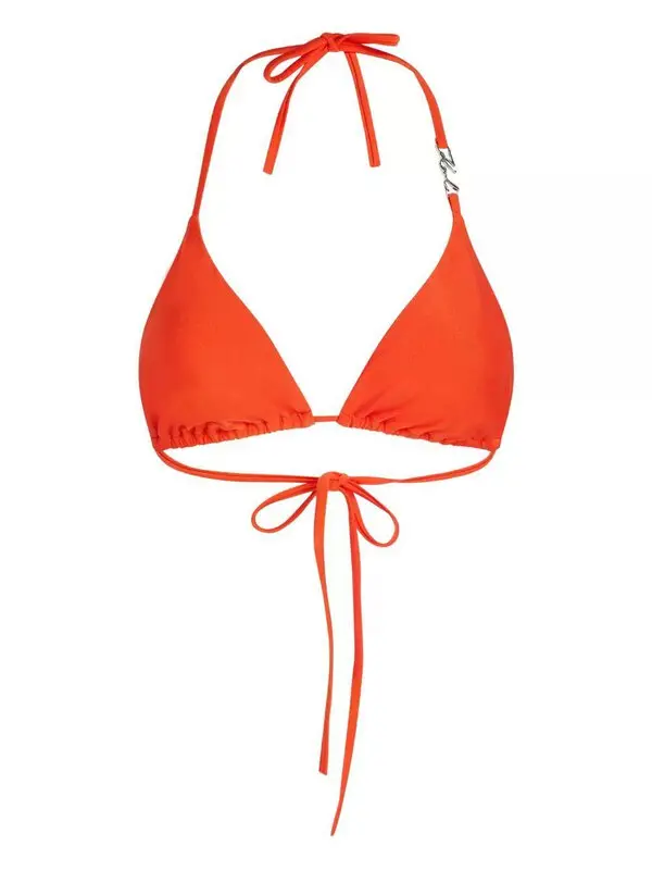 Karl Lagerfeld Logo-plaque Bikini Top - Orange