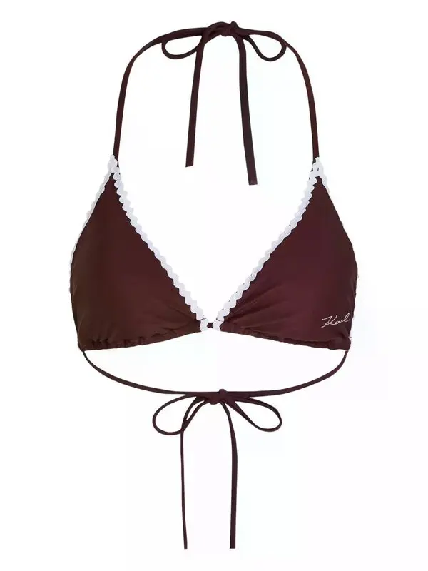Karl Lagerfeld Scallop-trim Bikini Top - Red