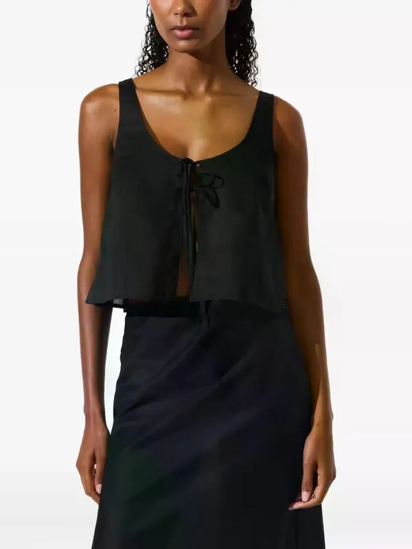 Karl Lagerfeld Tie-front Sleeveless Top - Black